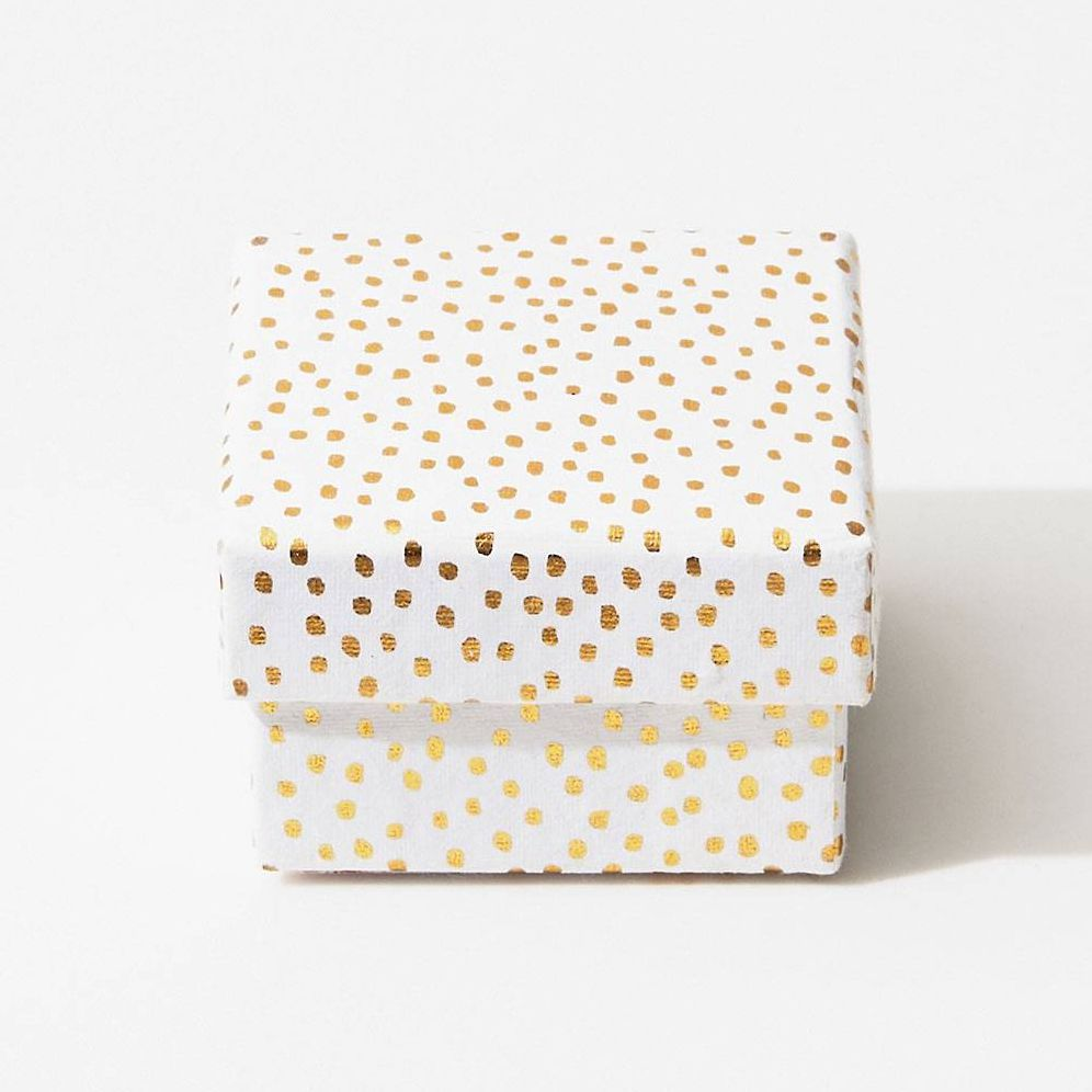 Gold Flurry Dots On White Mini Gift Box | Paper Source