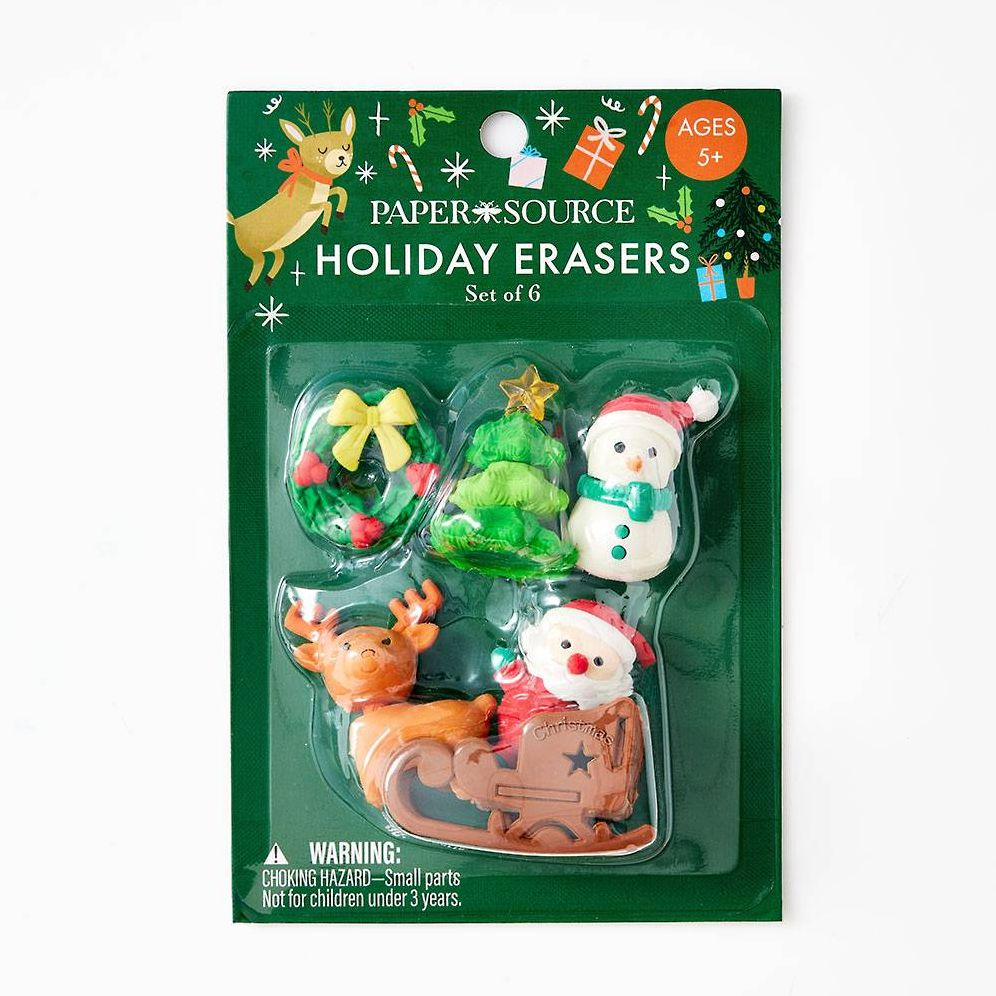 6 Piece Holiday Eraser Set | Paper Source