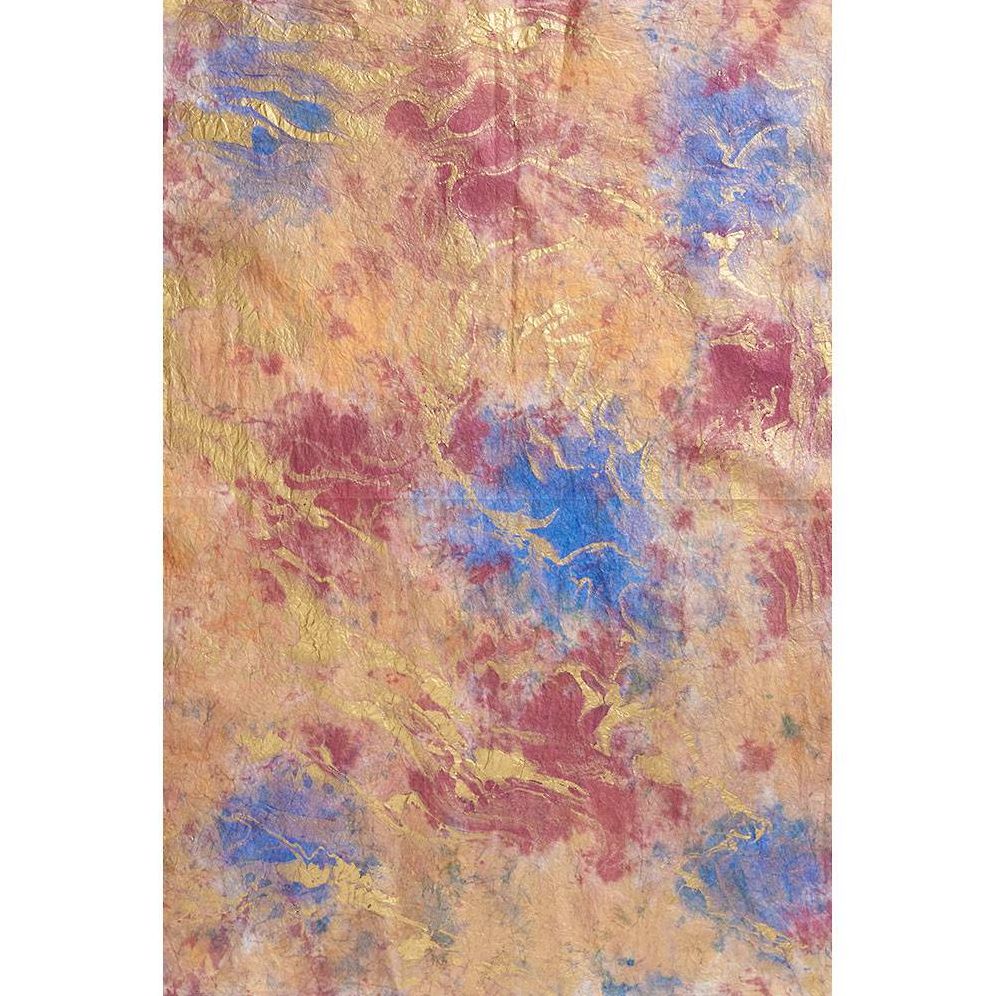 Blue/Purple/Gold Marbled Handmade Paper | Paper Source