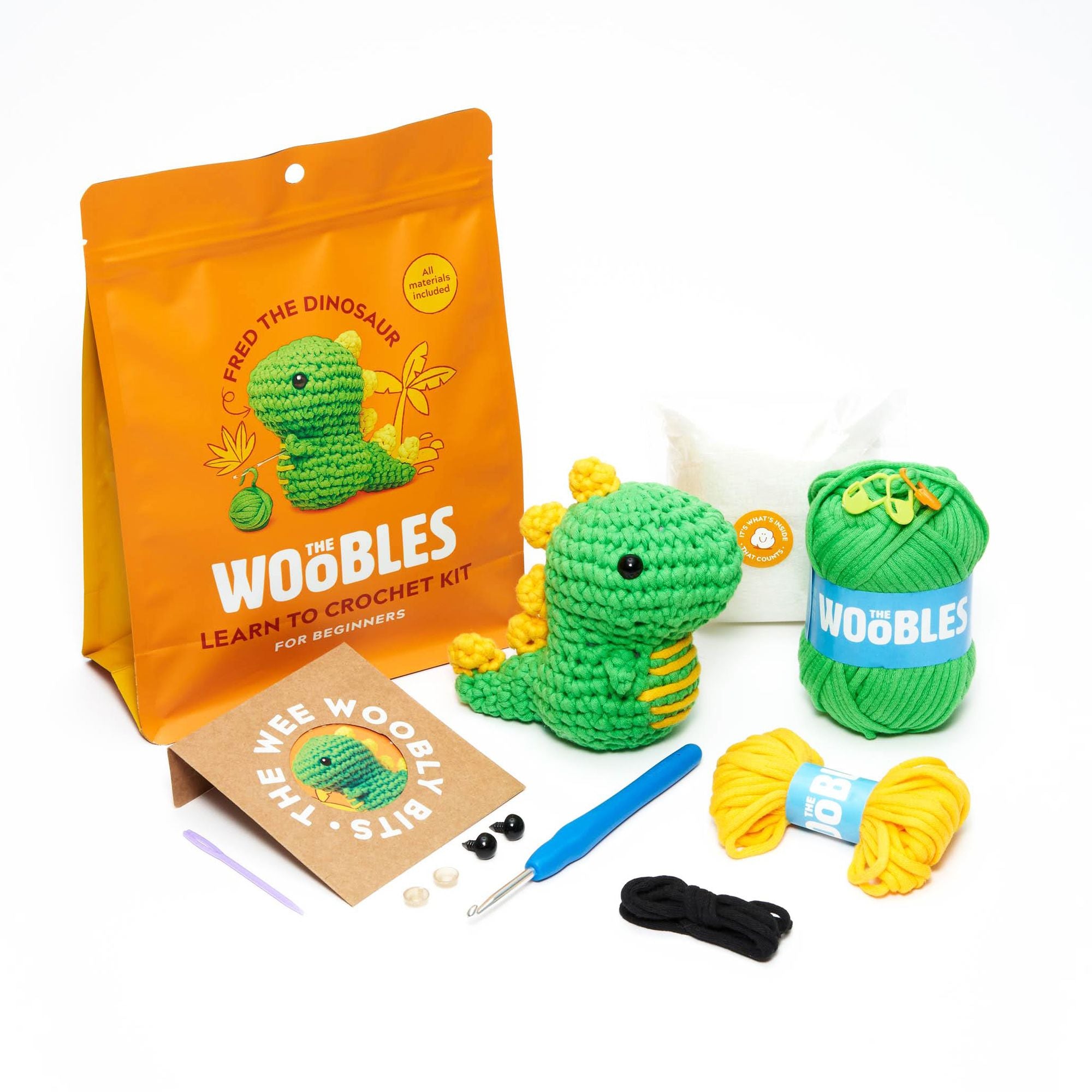 Fred the Dinosaur, The Woobles Beginner Crochet Kit | Paper Source