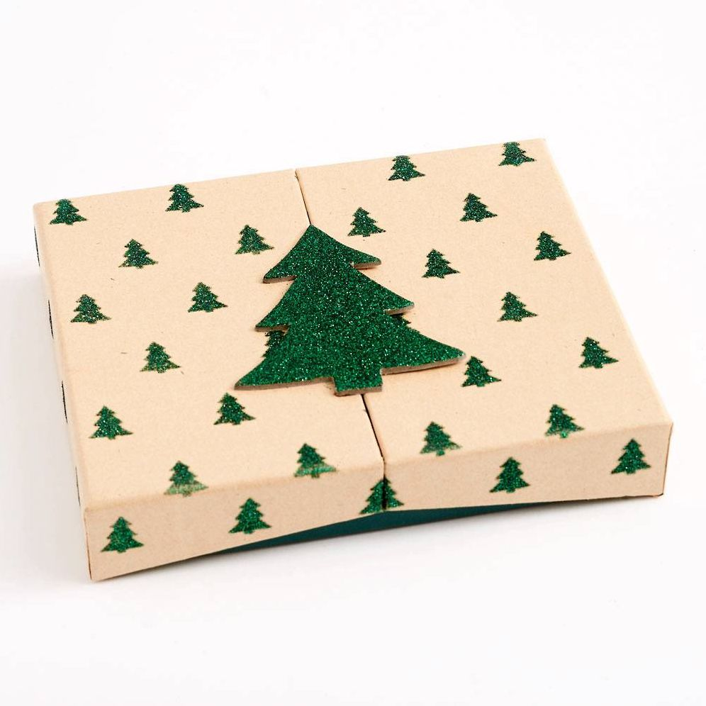 Green Glitter Tree Gift Card Box | Paper Source