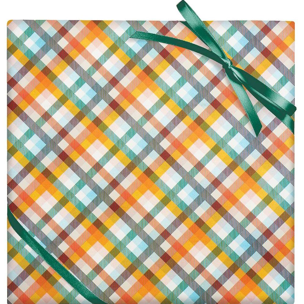 Vibrant Plaid Stone Wrapping Paper | Paper Source