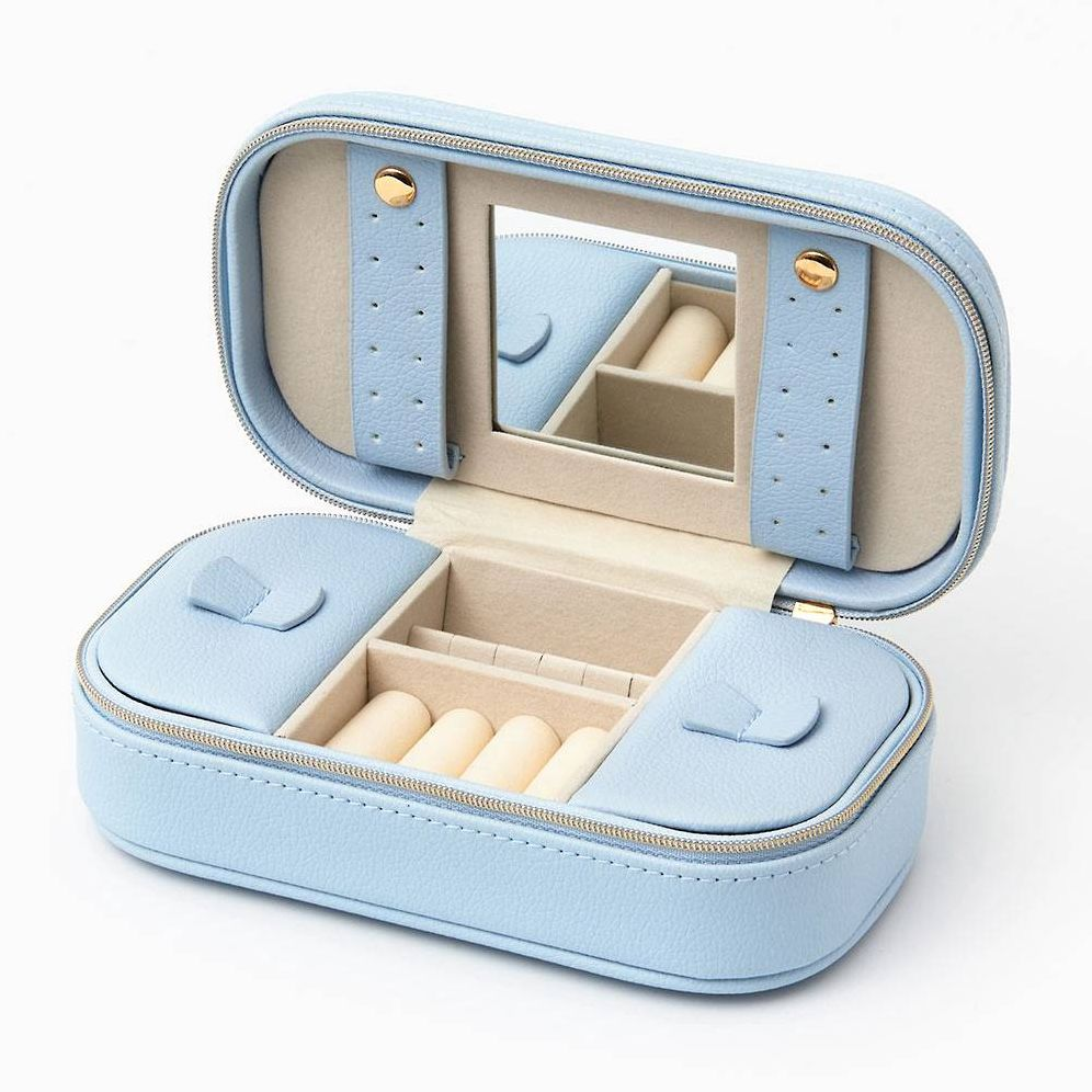 Light Blue Vegan Leather Jewelry Box | Paper Source