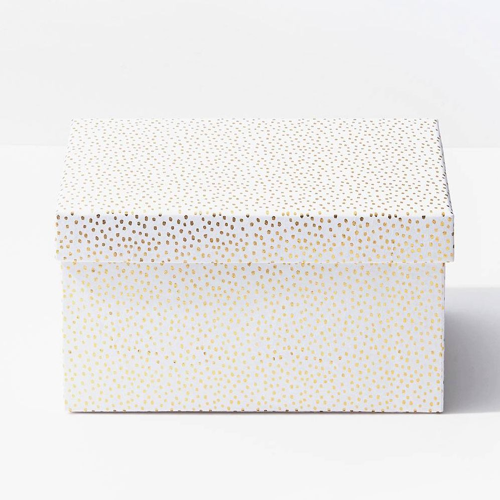 Gold Flurry Dots On White Extra Large Gift Box | Paper Source