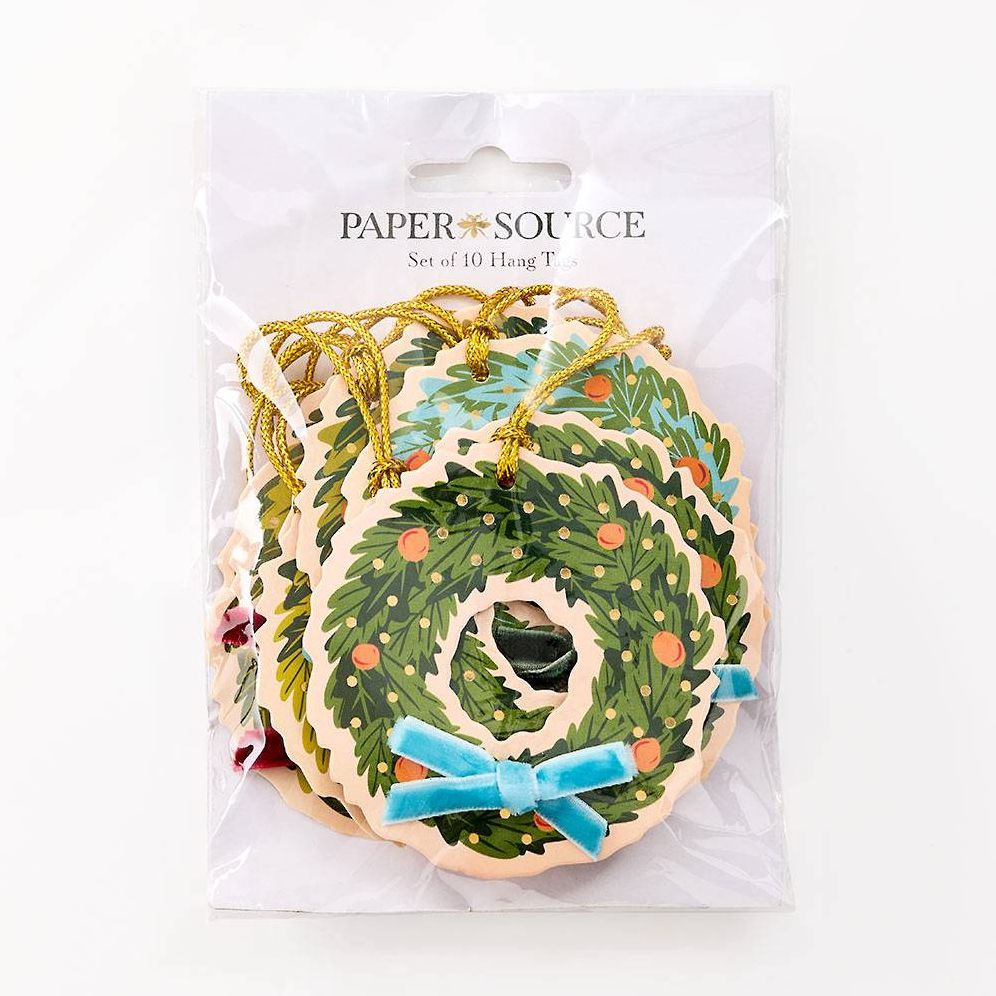Eclectic Christmas Wreath Hang Tags S/10 | Paper Source