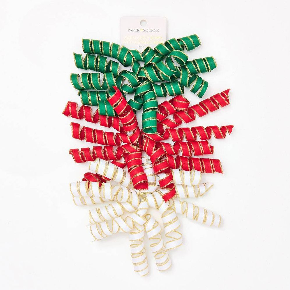 Satin Curly Bows with Metallic Edge S/3 | Paper Source