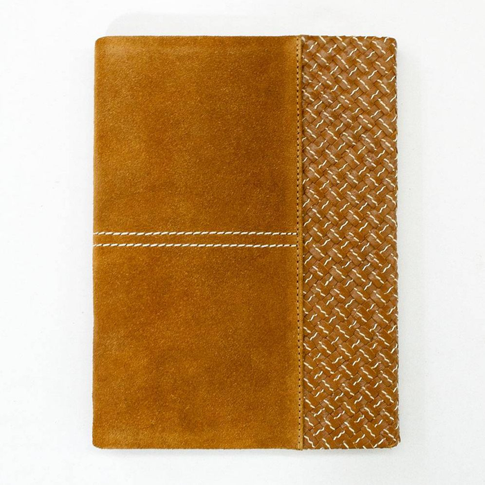 Brown Suede Journal with Weave Design | Paper Source