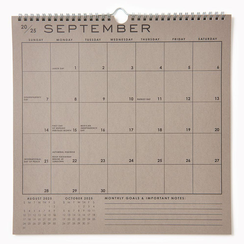 2025-2026 Paper Source Grid 17 Month Calendar | Paper Source