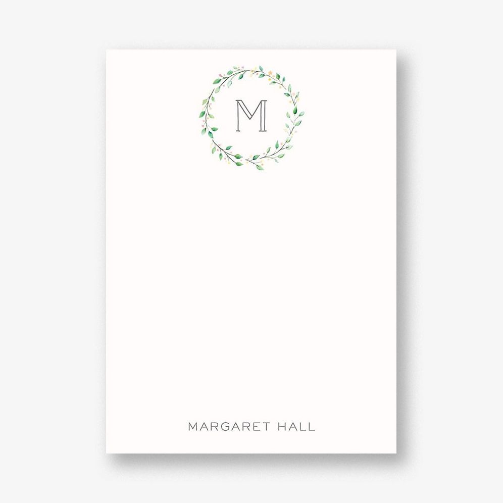 Monogram Wreath Stationery | Paper Source