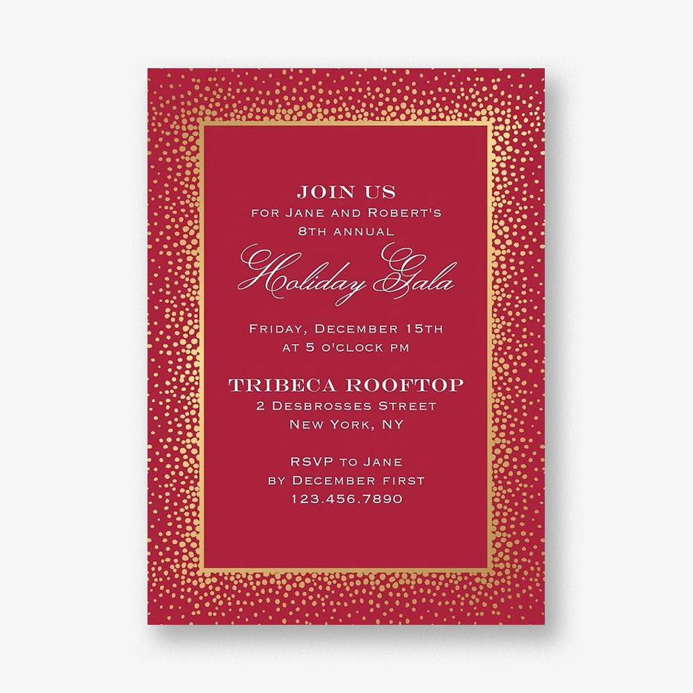 Champagne Border Holiday Party Invitation | Paper Source