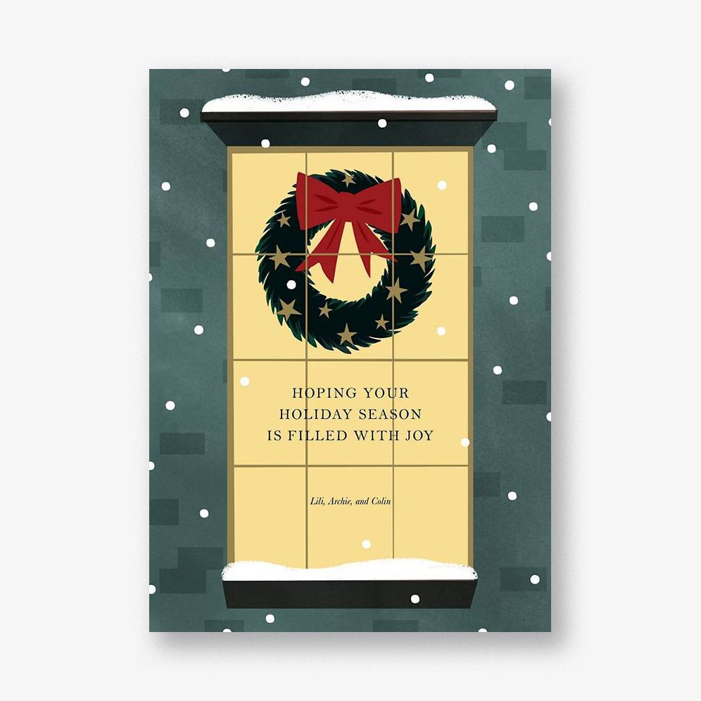 Shining Wreath Holiday Photo Card | Paper Source