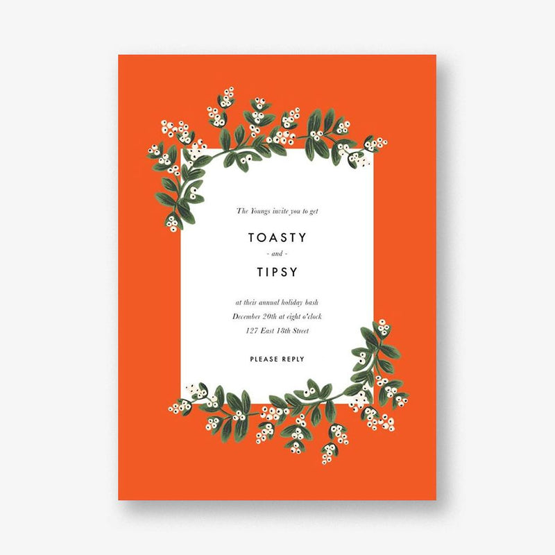 Mistletoe Accent Flourish Invitation | Paper Source
