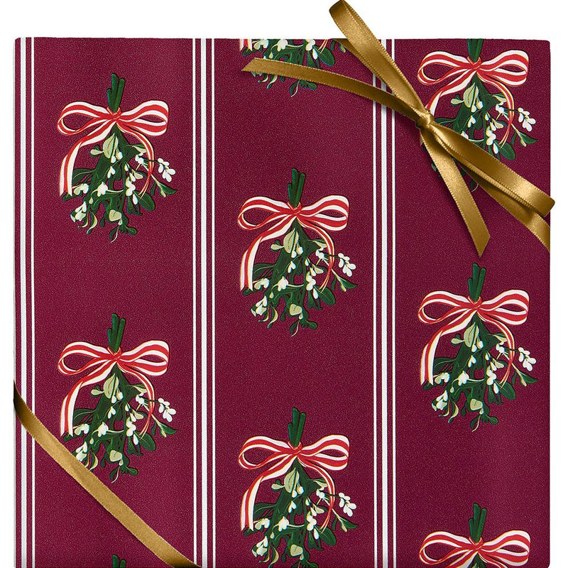 Mistletoe Stripes Stone Wrapping Paper | Paper Source
