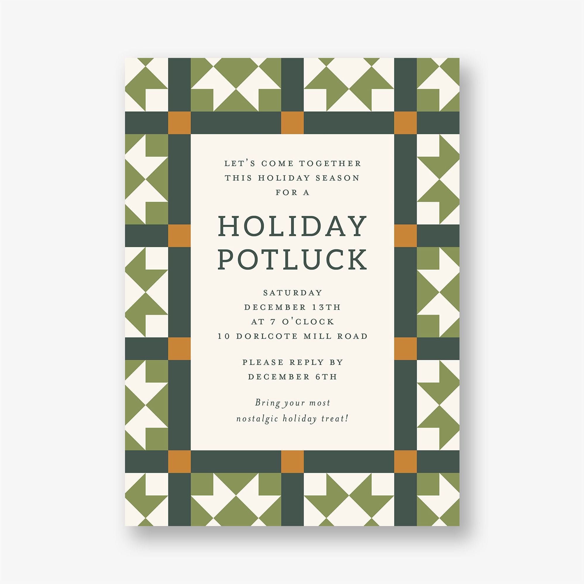 Patchwork Quilt Holiday Party Invitation | Paper Source