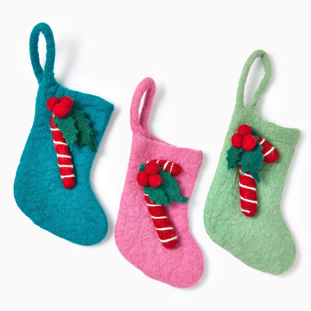 Mini Candy Cane Stockings Set of 3 | Paper Source