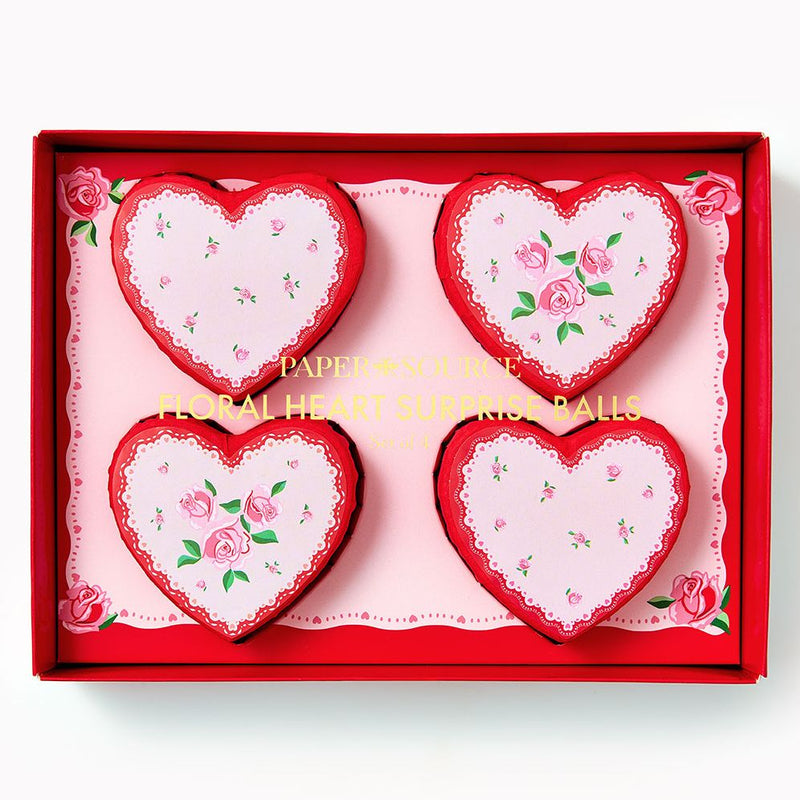 Floral Hearts Surprise Balls Set of 4 | Paper Source